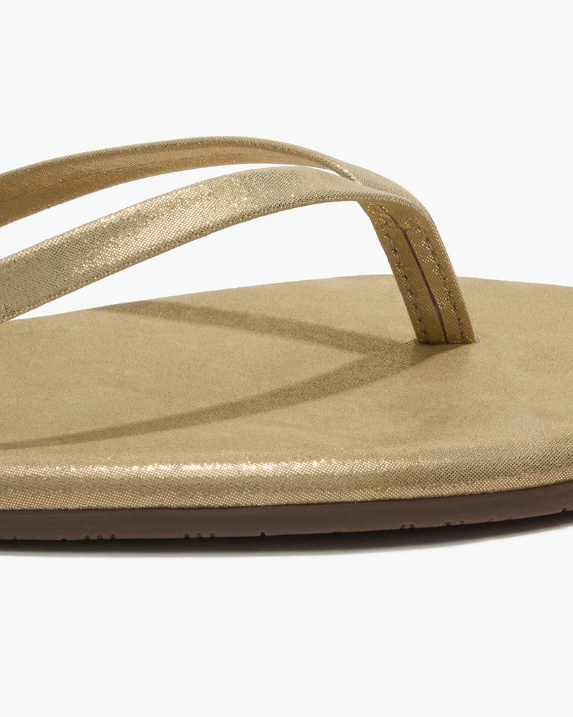TKEES Lily Glitters Leather Flip Flops in Sandbeam