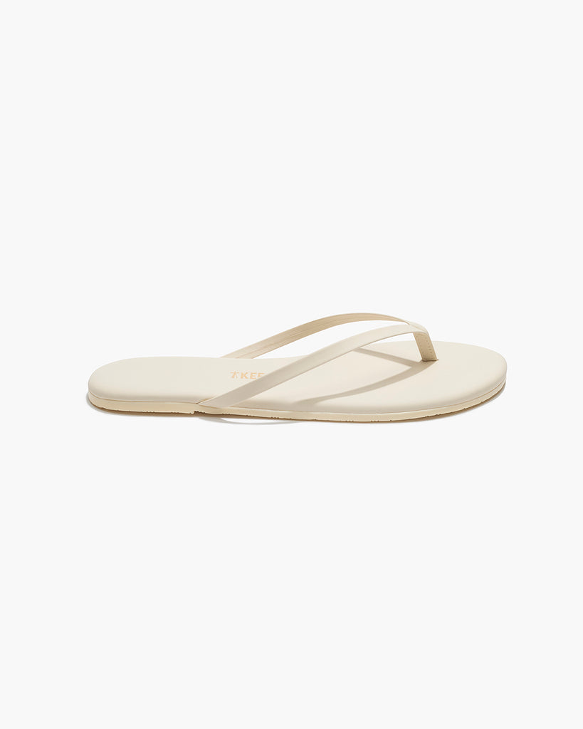 TKEES Lily Pigments Leather Flip Flops in Cream