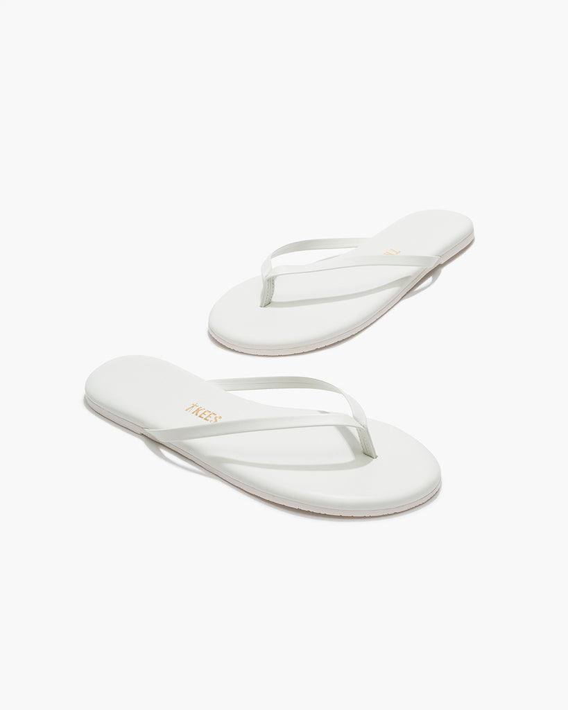 TKEES Lily Pigments Leather Flip Flops in White