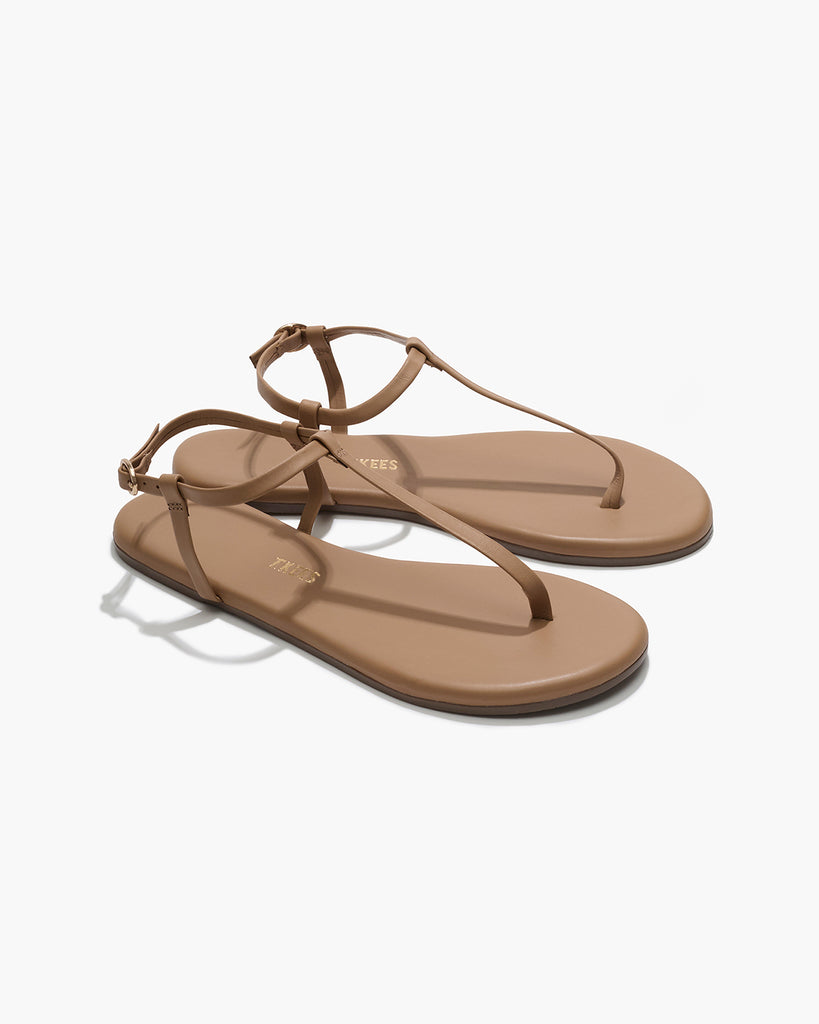 TKEES Mariana Leather Sandals in Cocobutter