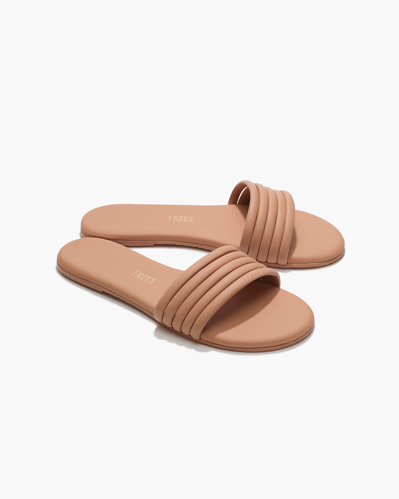 TKEES Serena Leather Slides in Pout