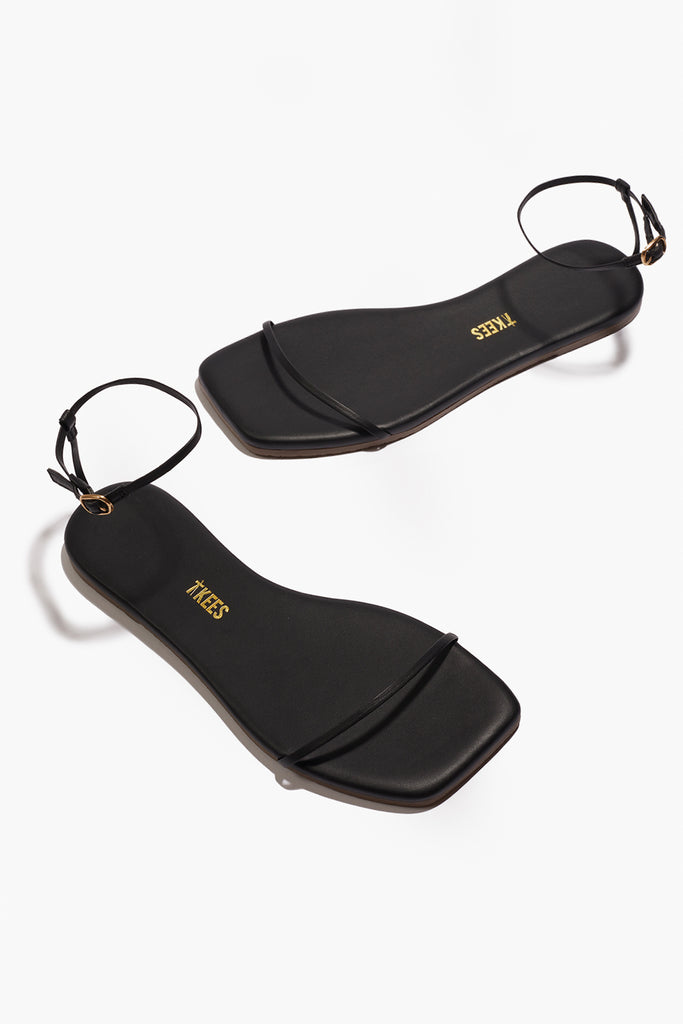 TKEES Square Toe Twiggy Leather Sandals in Sable