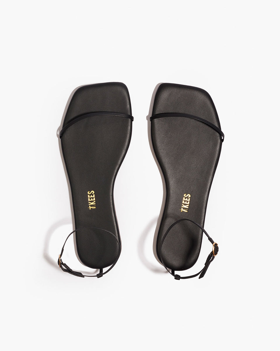 TKEES Square Toe Twiggy Leather Sandals in Sable