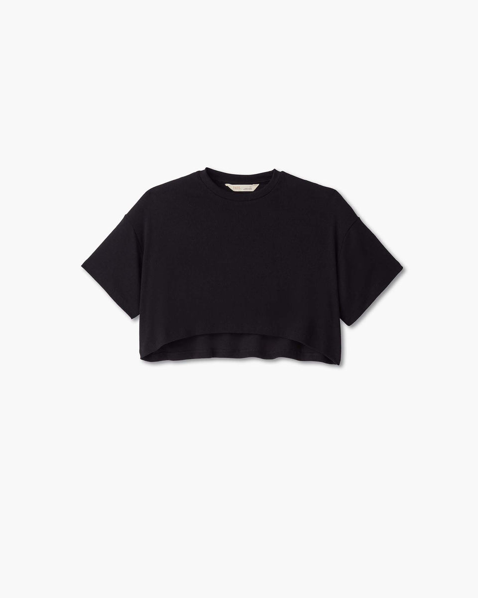 Light Rib Cropped Tee in Black | T-Shirts | Women's Clothing – TKEES
